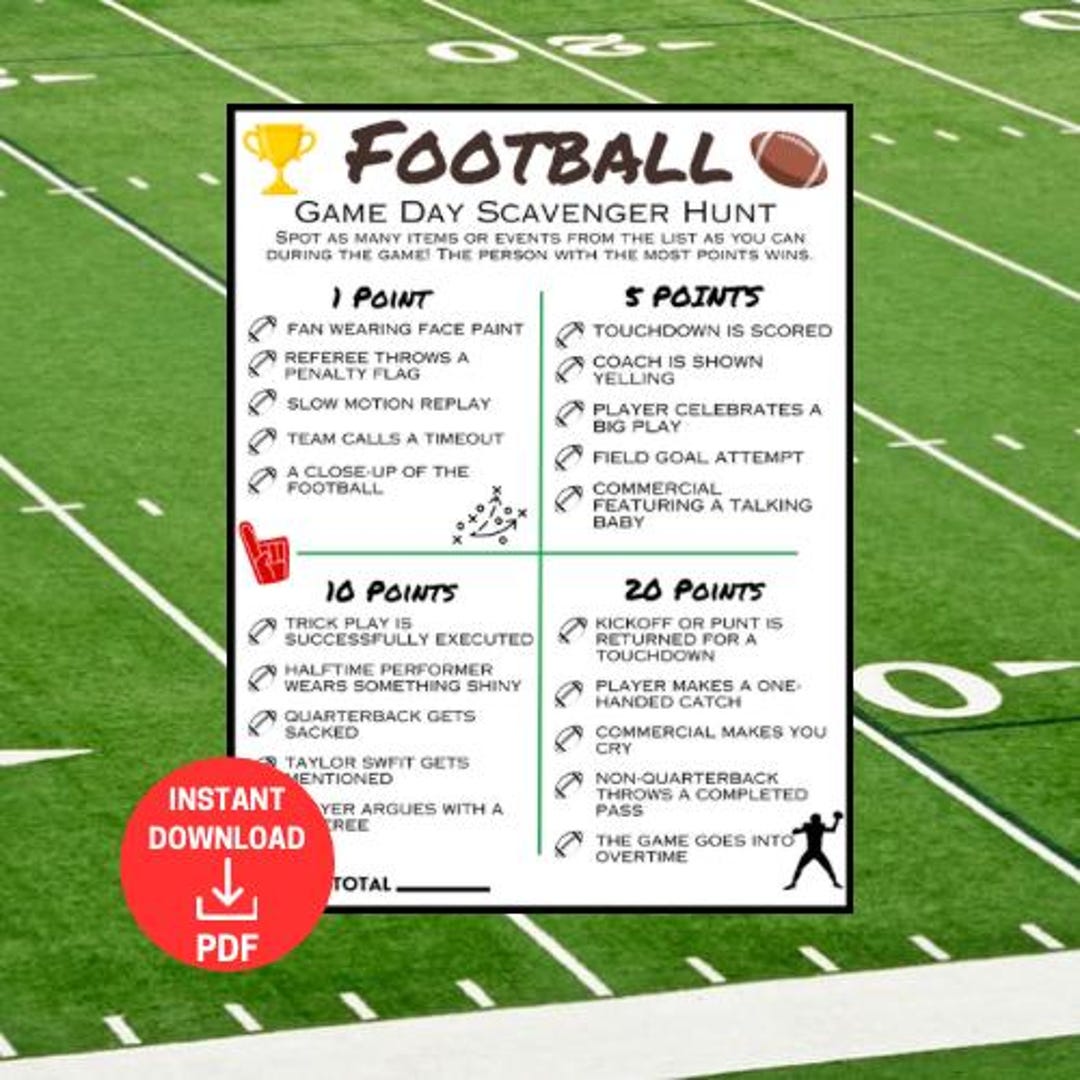 Super Bowl Party Scavenger Hunt, Football Games, Super Bowl Party Games ...