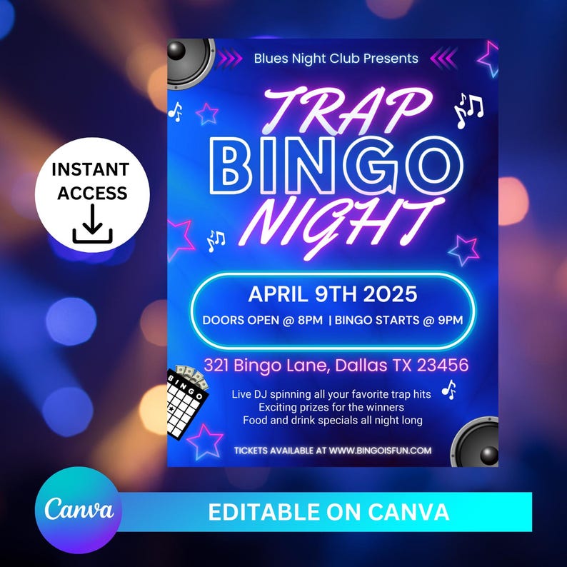 Trap Bingo Flyer, Music Bingo Night Flyer, Club Flyer Template, Party ...