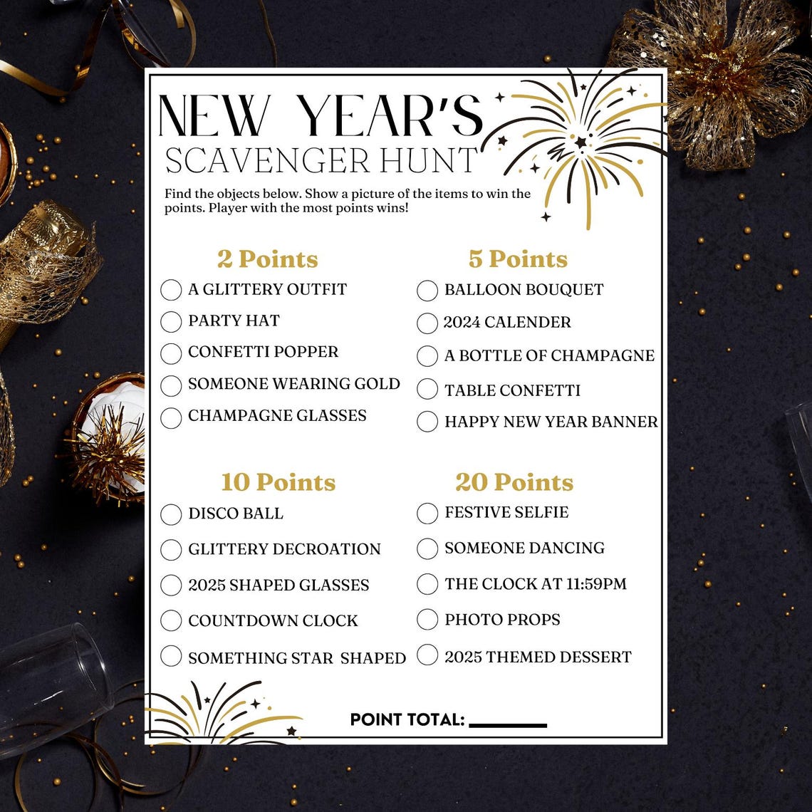 New Years Eve Scavenger Hunt for Adults and Teens, Editable New Years ...