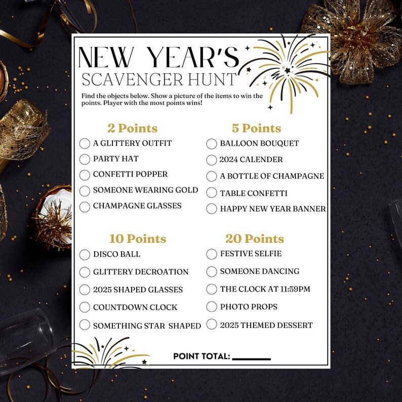 New Years Eve Scavenger Hunt for Adults and Teens, Editable New Years ...