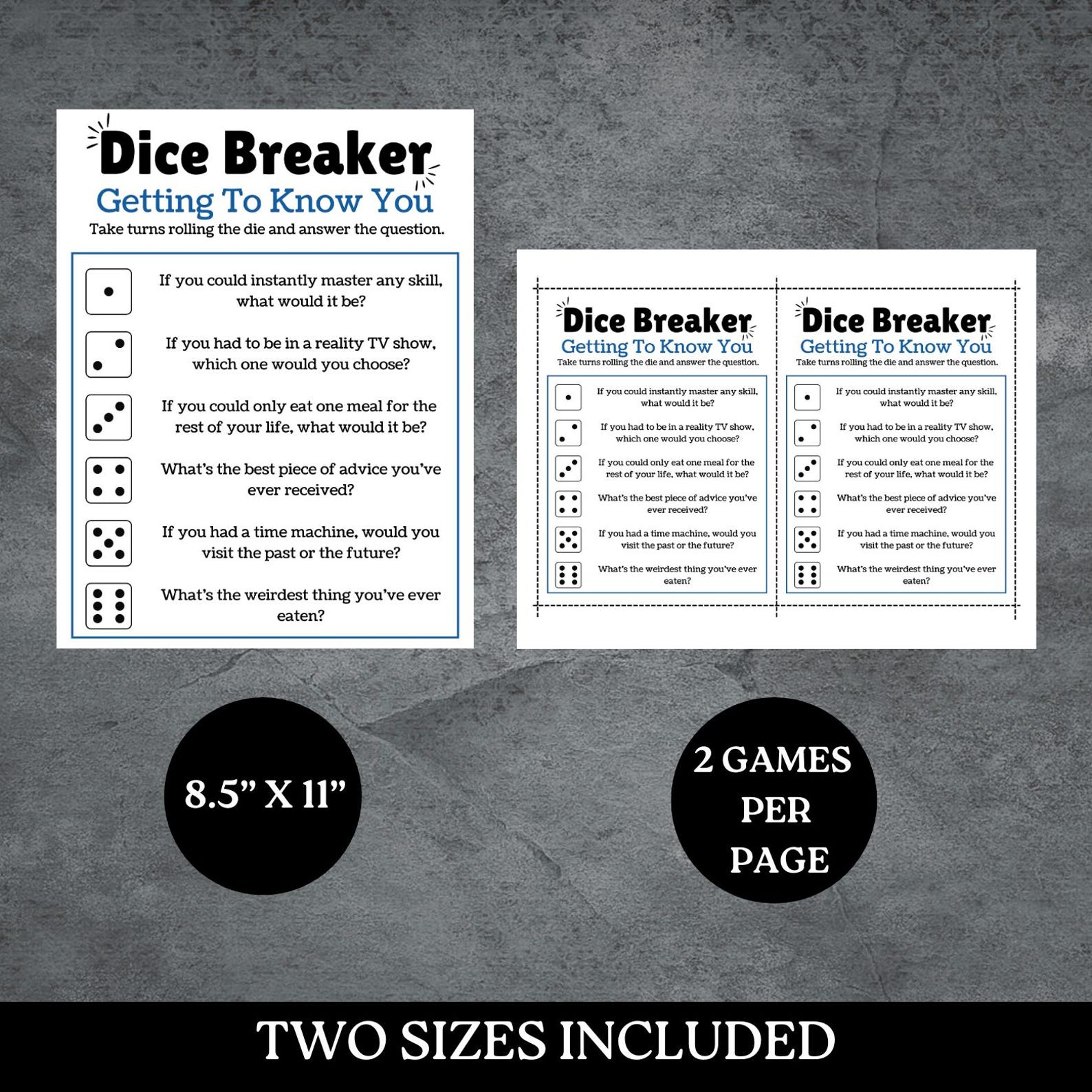 Icebreaker Game, Icebreaker Team Building Activity, Table Talk Dice ...