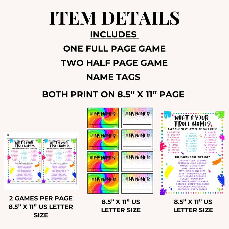 What’s Your Troll Name Game, Troll Printable Game, Troll Party Decor ...