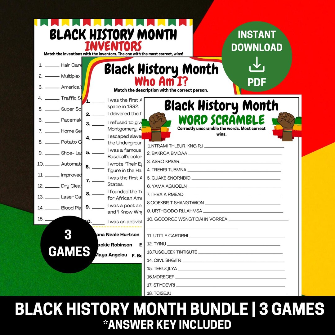 Black History Month Games Bundle, Black History Month Trivia, Black ...