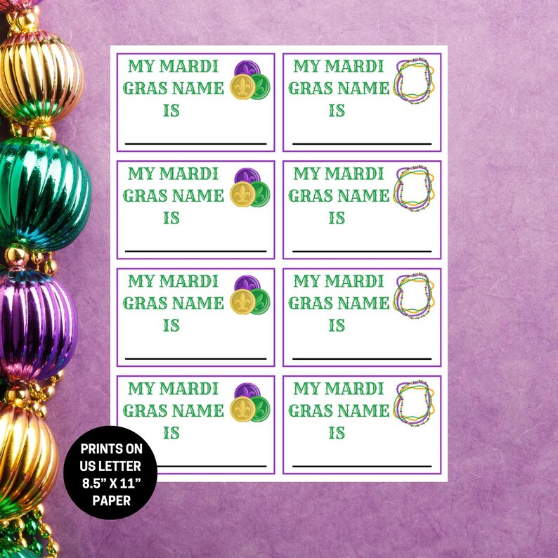What’s Your Mardi Gras Name Game, Mardi Gras Activity, Printable Mardi ...