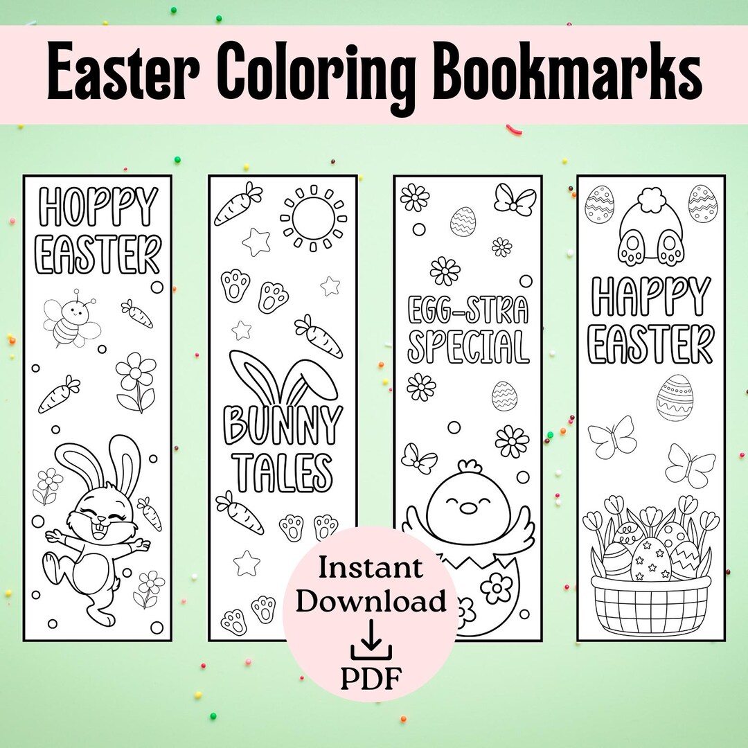 Easter Coloring Bookmarks, Printable Bookmarks, Easter Activity Kids ...