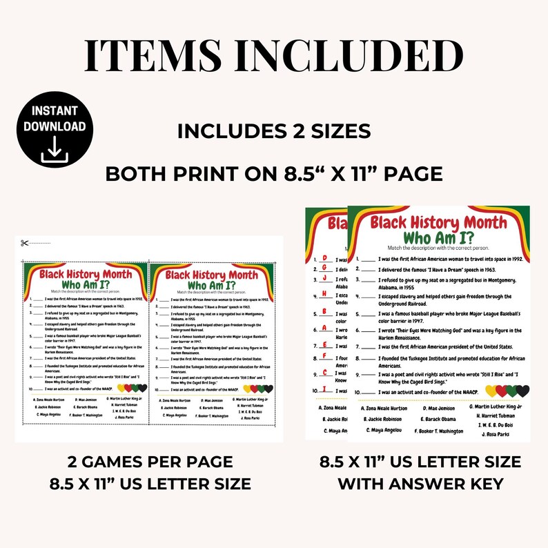Black History Month Who Am I Game, Black History Games Activity, Black ...