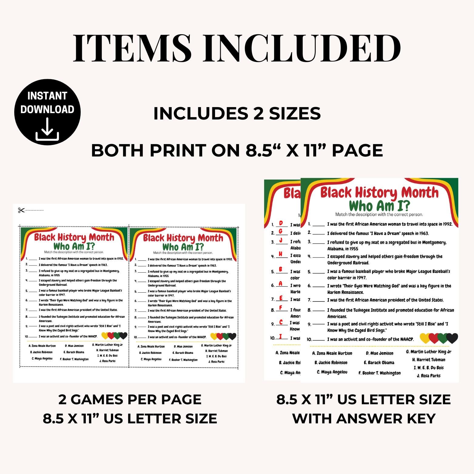 Black History Month Who Am I Game, Black History Games Activity, Black ...