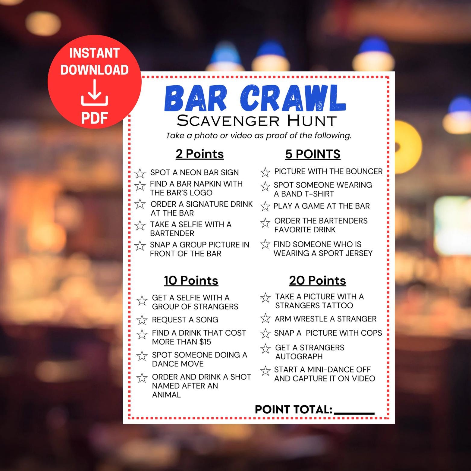 Bar Scavenger Hunt, Bar Crawl Scavenger Hunt, Adult Bar Games, Bachelor ...
