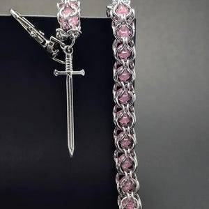 Beaded Sword Belt Chain | Wallet Chain | Handmade Chainmail | Stainless ...