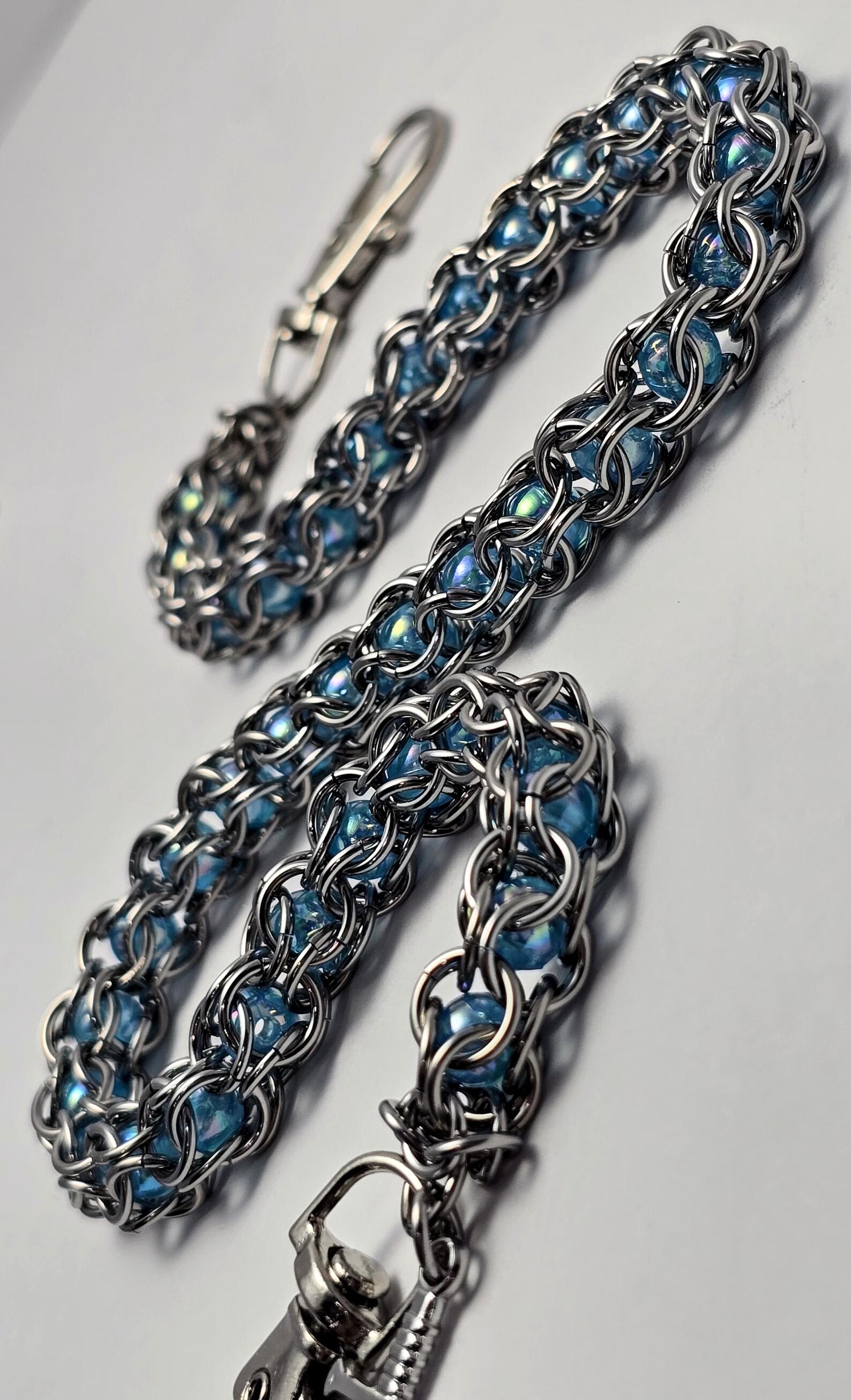 Beaded Sword Belt Chain | Wallet Chain | Handmade Chainmail | Stainless ...