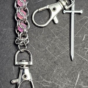 Beaded Sword Belt Chain | Wallet Chain | Handmade Chainmail | Stainless ...