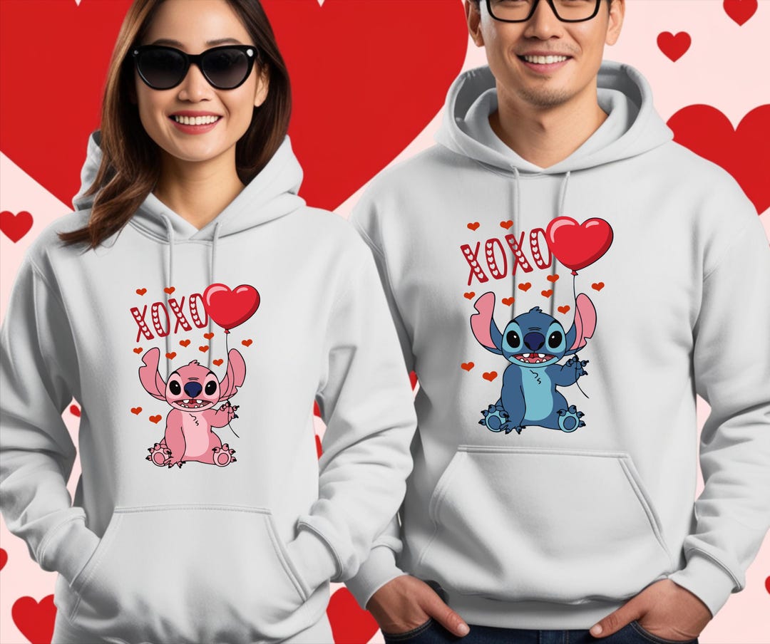 Stitch Couple Hoodie, Stitch and Angel Couple Hoodie, Her Stitch Hood ...