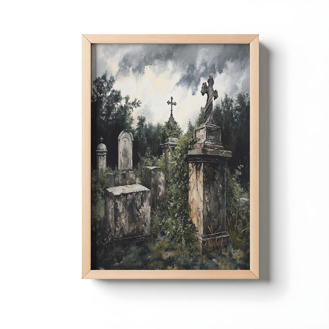 Gothic Cemetery Art Print: Southern Graveyard Tomb - Halloween Wall ...