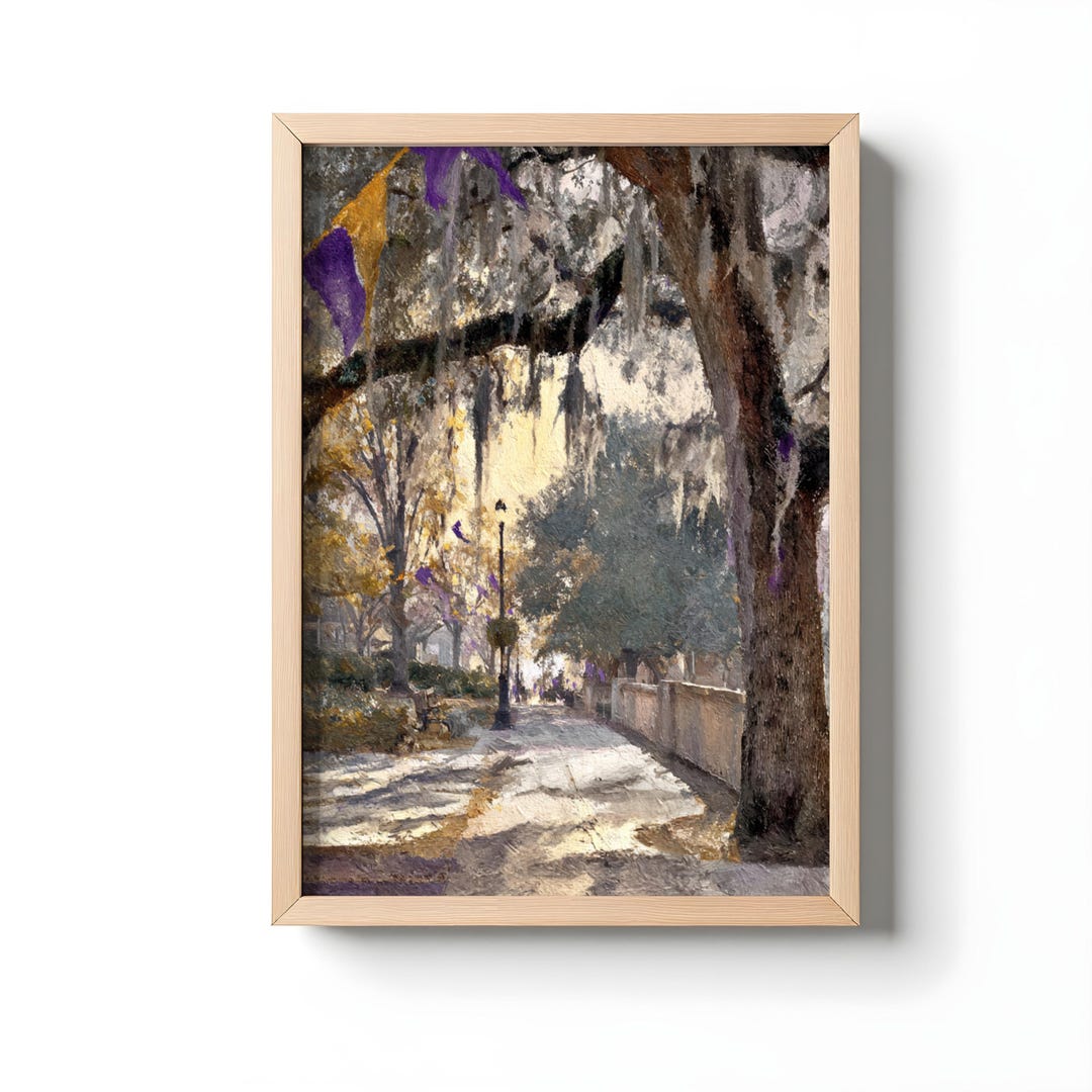 LSU Campus Wall Art, Southern College Landscape Print, Louisiana Oak ...