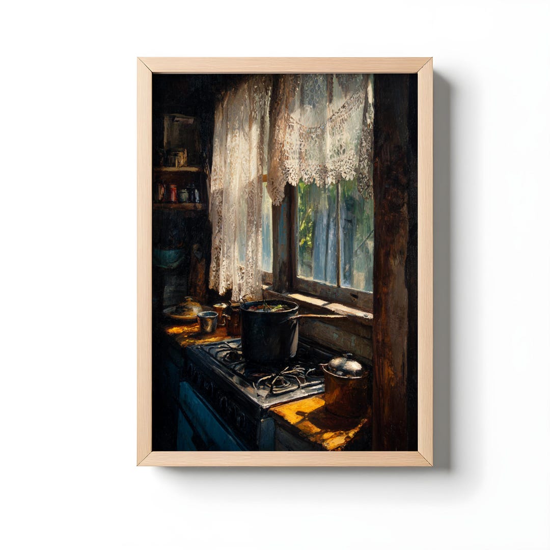 Cajun Cabin Kitchen Oil Painting Print, Rustic Southern Country Wall ...