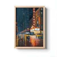 City Night Watercolor Painting, Colorful Lightscape at Night, Modern ...