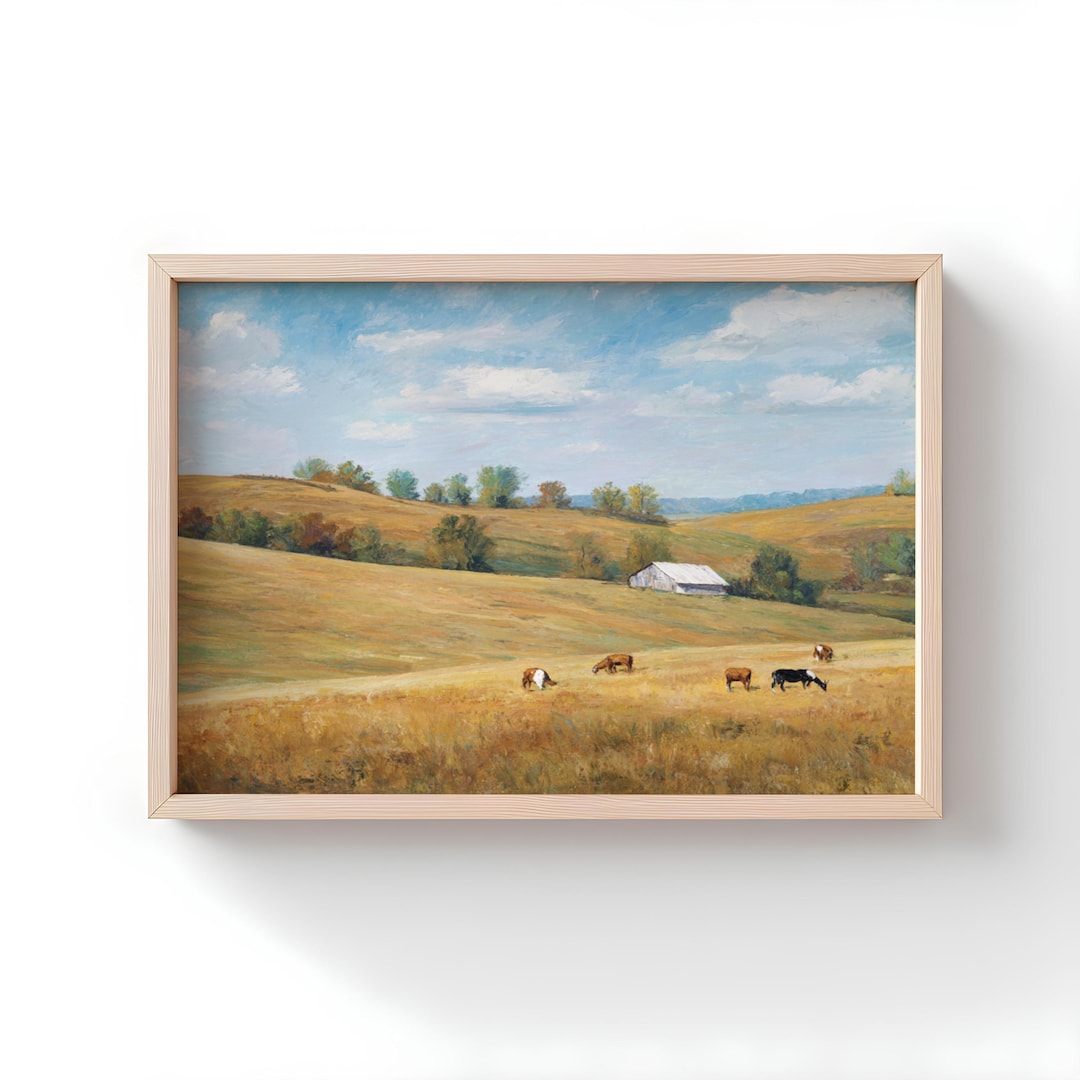 Kentucky Farm Landscape Print: Vintage Barn, Cows, Rolling Hills - Etsy