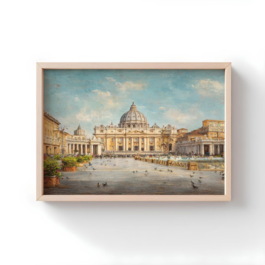 St. Peter's Basilica Vintage Art Print: Vatican City Travel Poster - Etsy