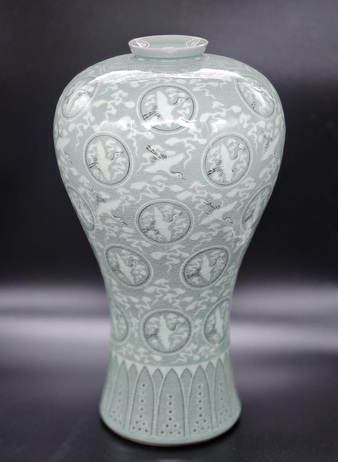 Korean Celadon Porcelain Vase Cranes & Clouds - Etsy