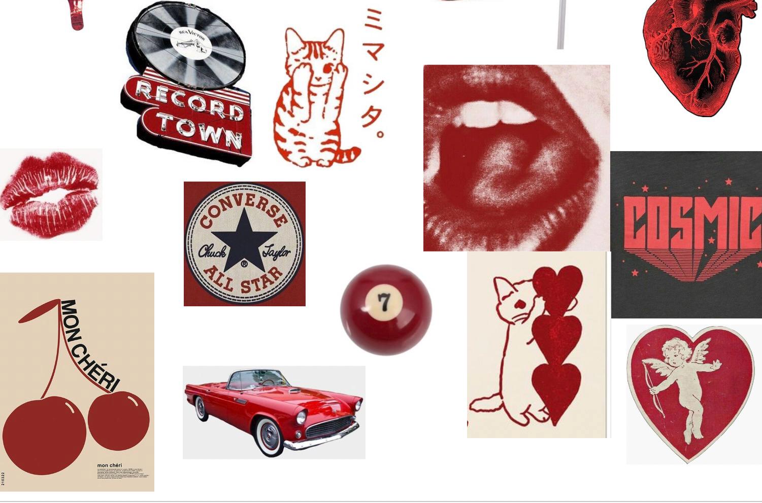 Red Retro Vintage Aesthetic Stickers Dark Red Cool Cute Sticker Pack ...