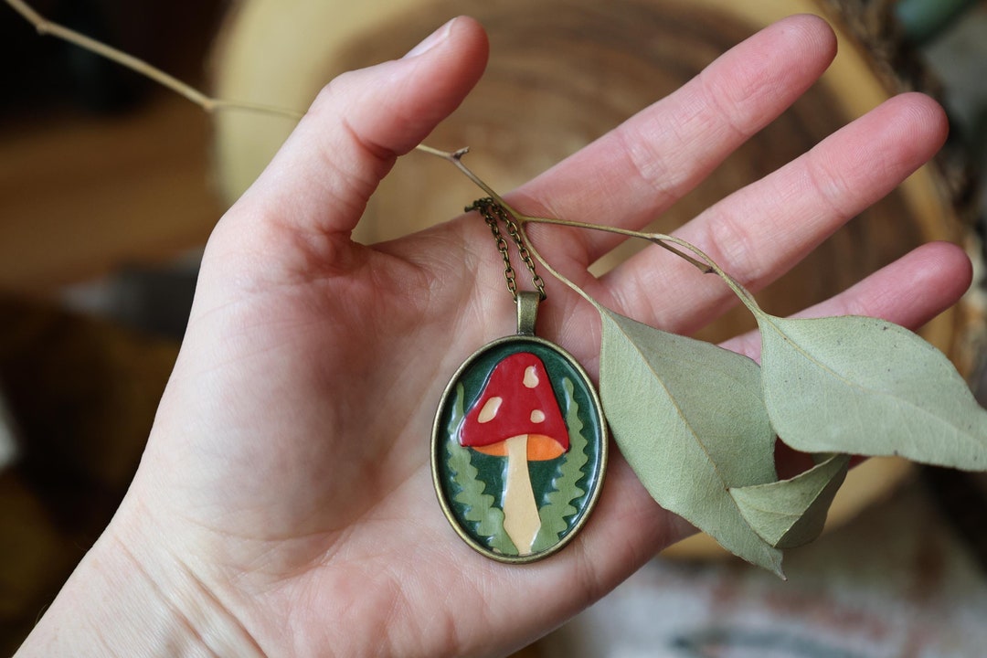 Large Toadstool Pendant | Necklace | Cottage Core Accessory - Etsy