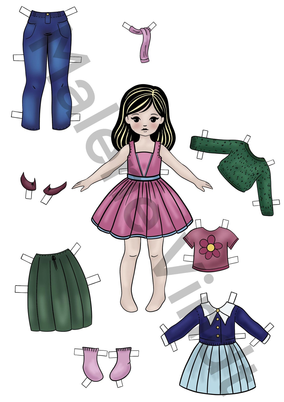 PRINTABLE Kids Dress up Dolls - Normal and Christmas Edition - Print ...