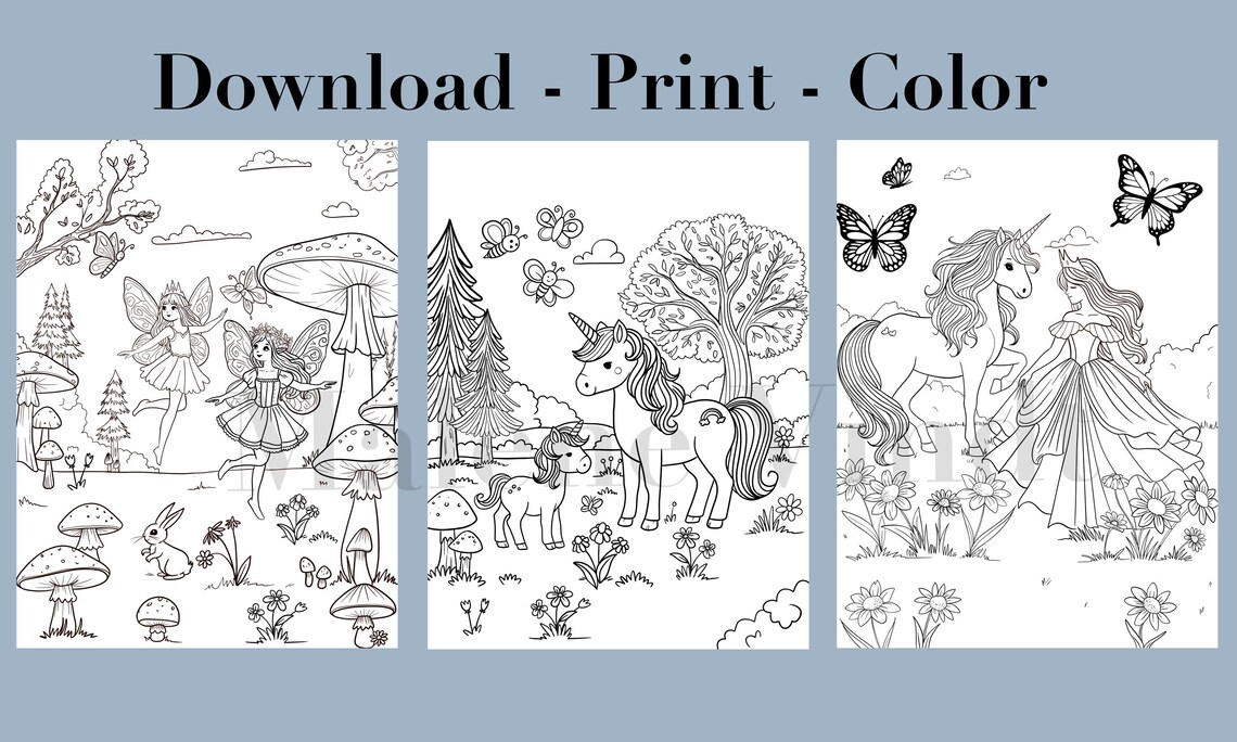 Fairytale Princess Coloringbook Pages Bundle - Etsy