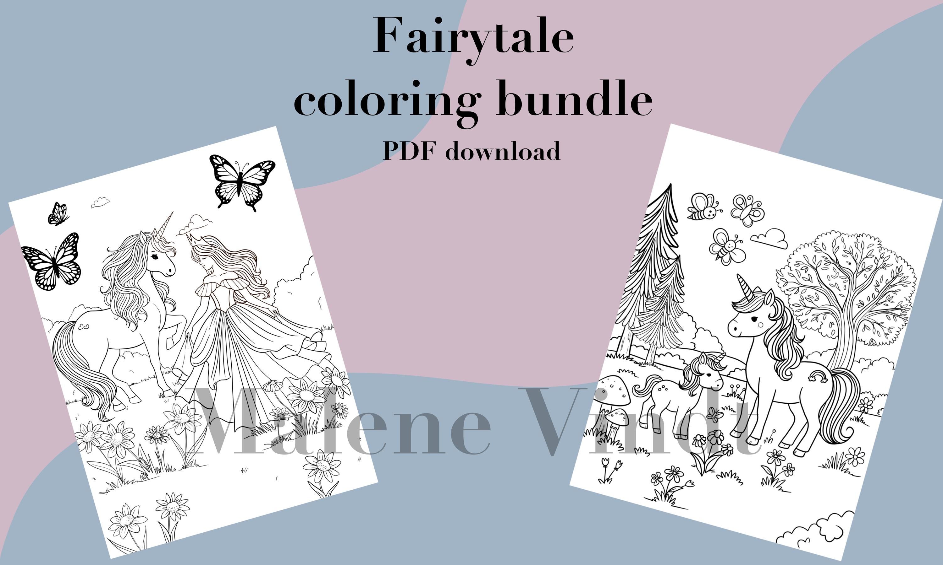 Fairytale Princess Coloringbook Pages Bundle - Etsy