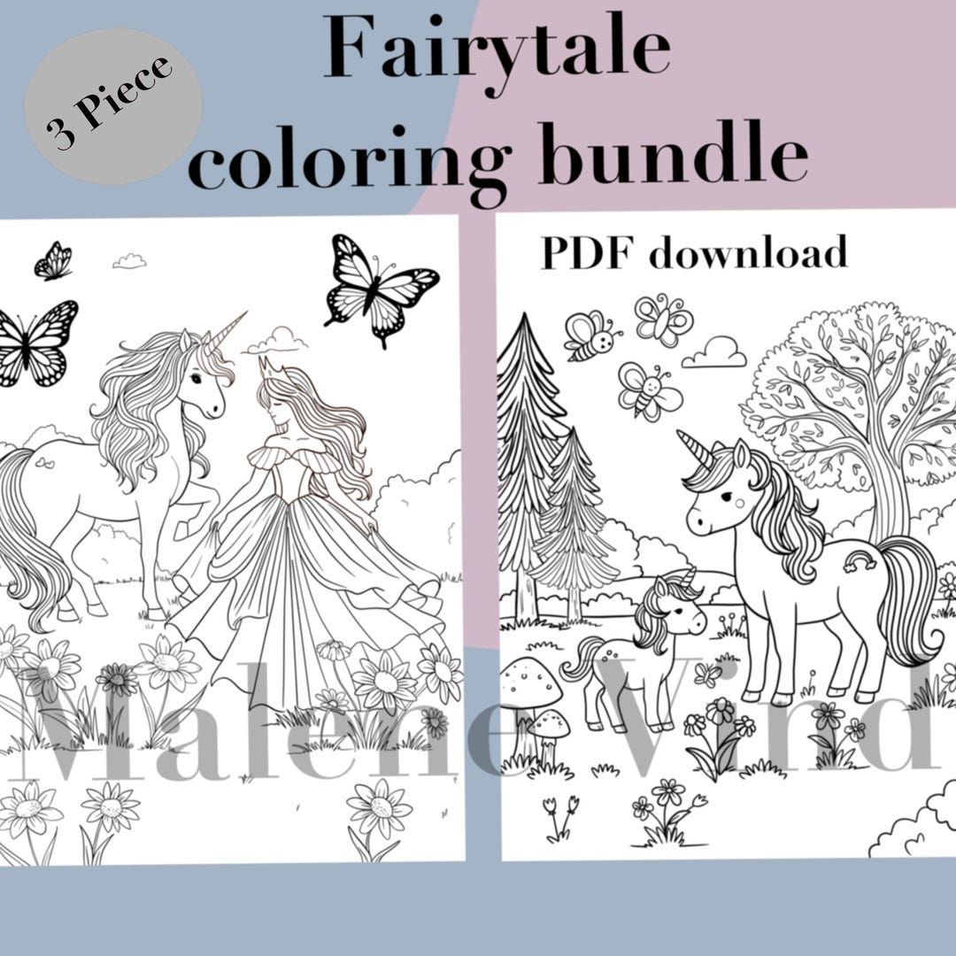Fairytale Princess Coloringbook Pages Bundle - Etsy