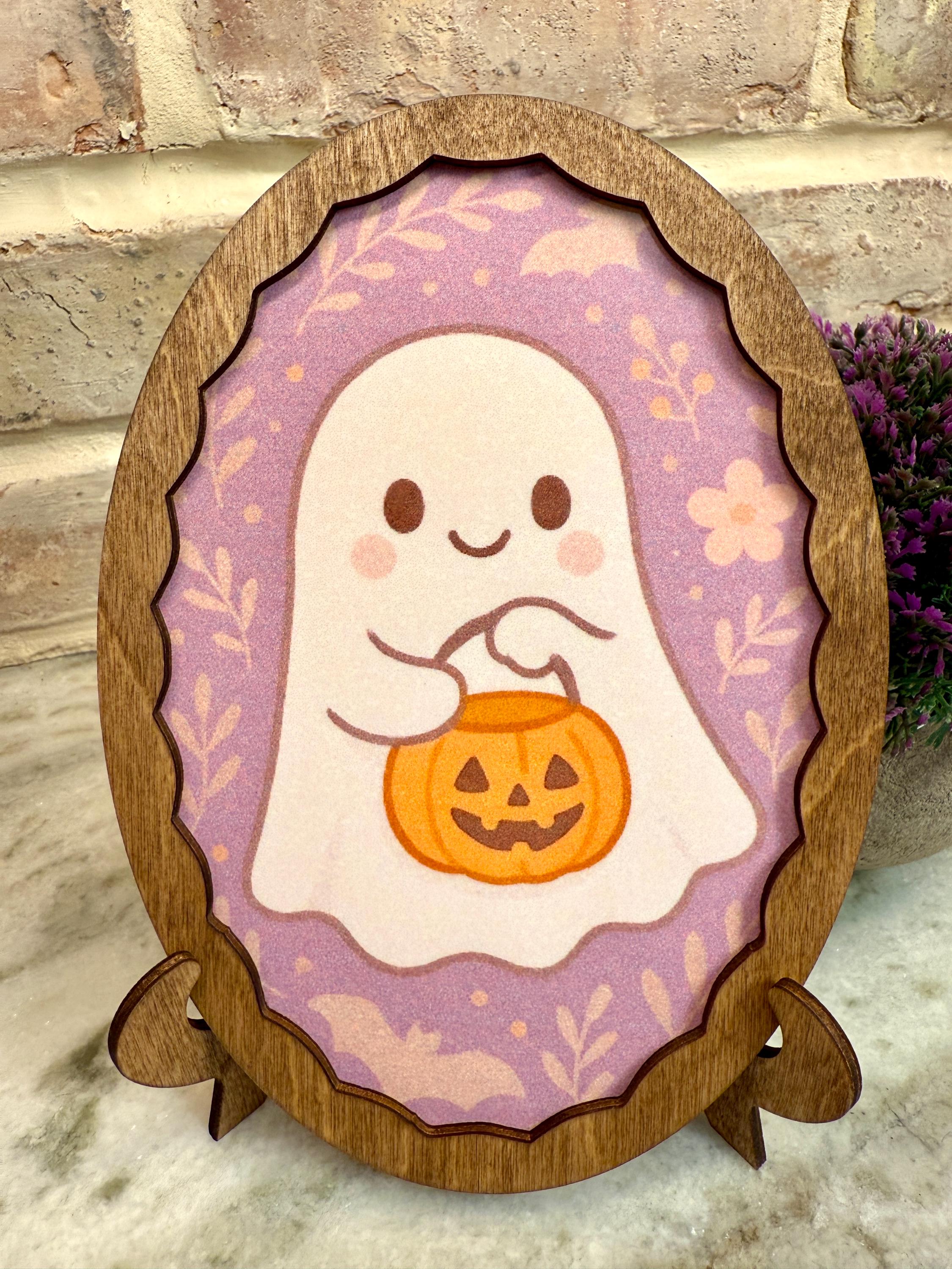 Halloween Ghost Sign: Pastel Trick or Treat Shelf Sitter - Etsy