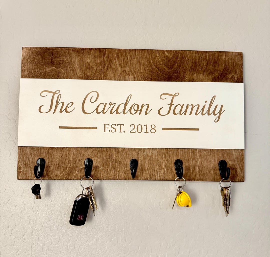 Personalized Family Name Key Holder: Rustic Wood Entryway Organizer - Etsy