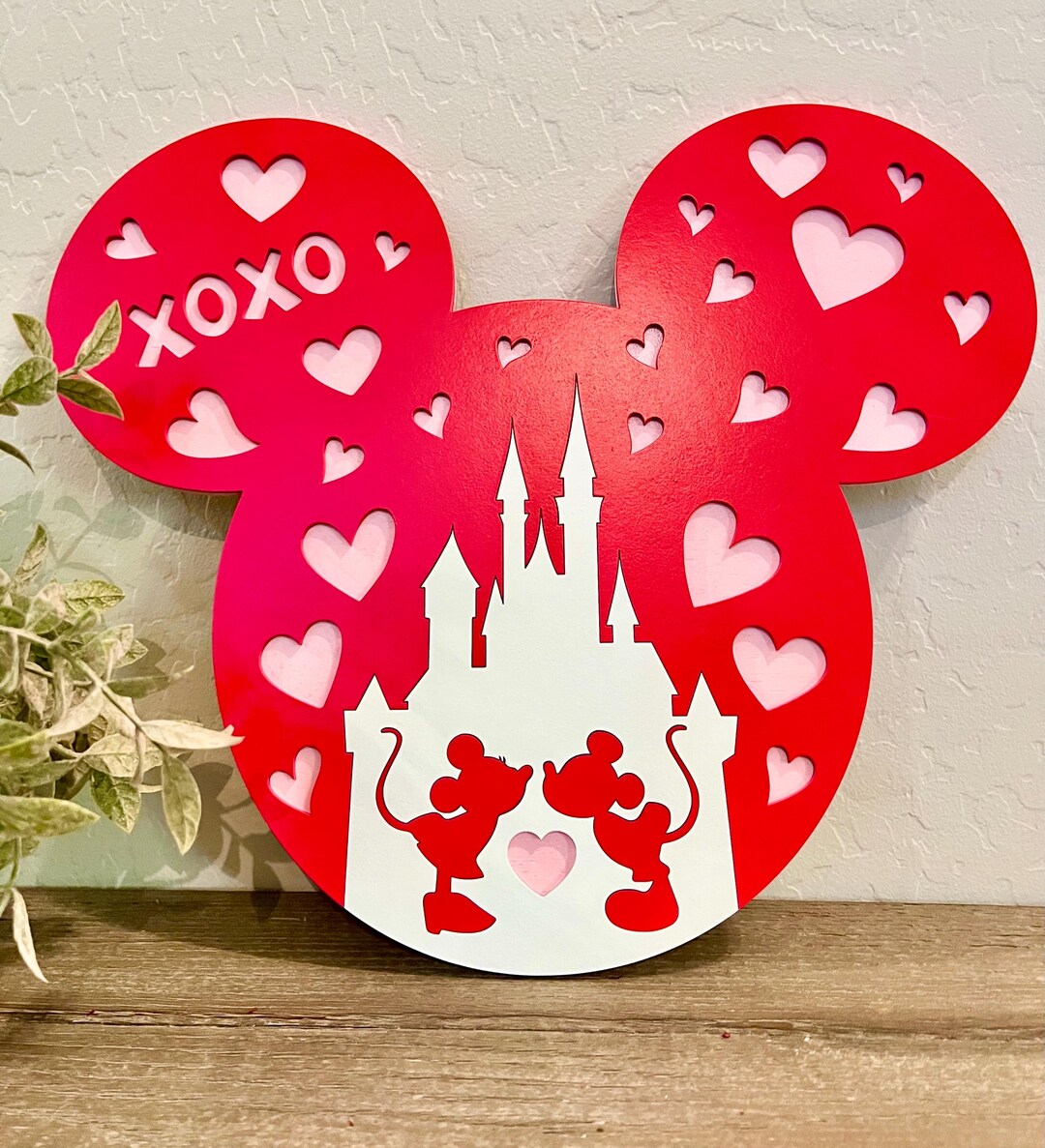 Valentine Love Mouse Ears Sign, Valentines Day Decorations, Castle With ...