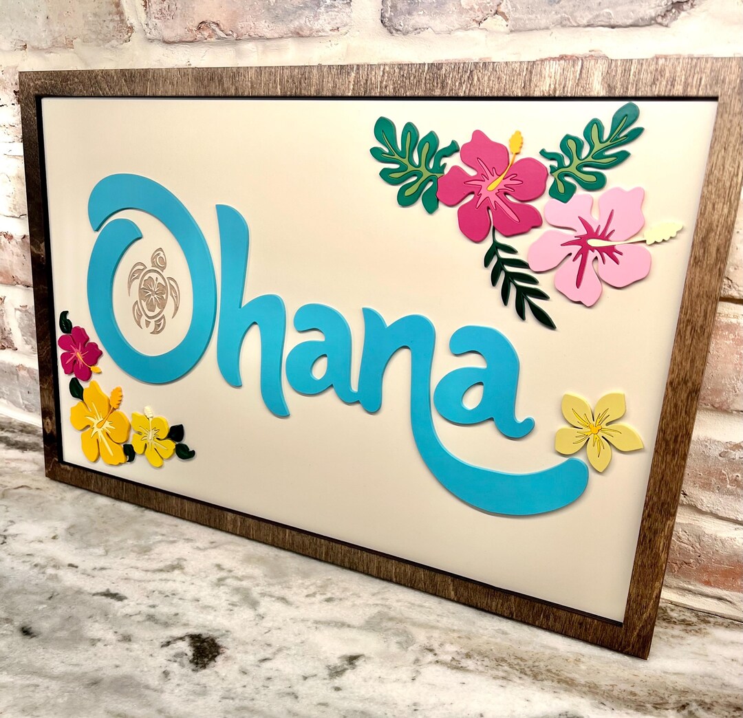 Tropical Ohana Sign, Hawaiian Decor, Disney Inspired Signs, Wood ...