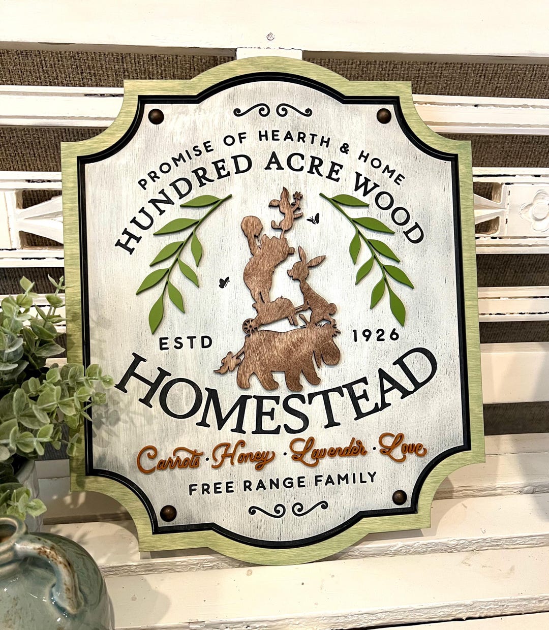 Winnie the Pooh Hundred Acre Woods Sign, Farmhouse Style Decor, Disney ...