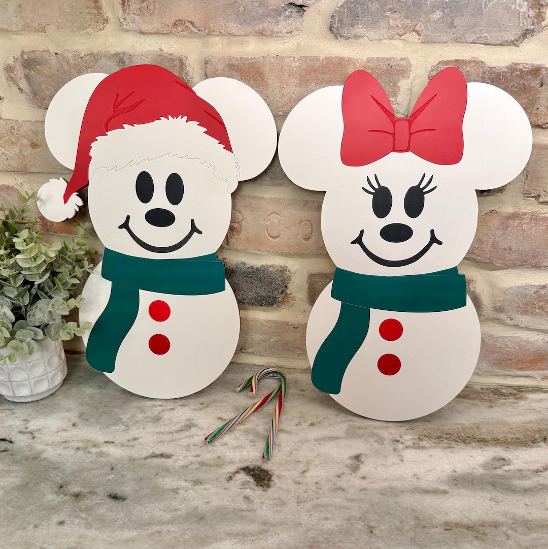 Disney Inspired Christmas Snowmen Pair, Mickey and Minnie Inspired ...