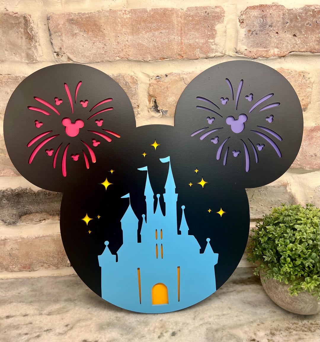 Magical Castle Sign, Castle With Fireworks, Mickey Shaped Sign, Wall ...