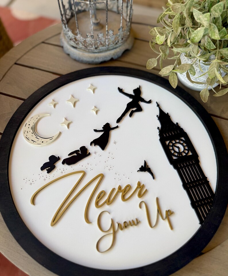 Never Grow up Peter Pan Inspired Sign, Disney Nursery Decor, Wood ...