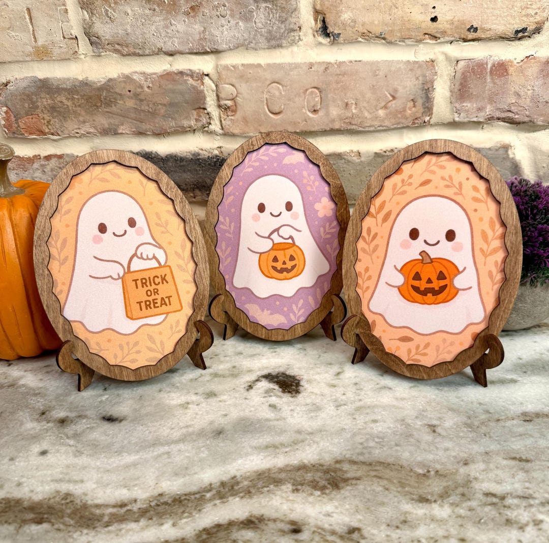 Halloween Ghost Sign: Pastel Trick or Treat Shelf Sitter - Etsy