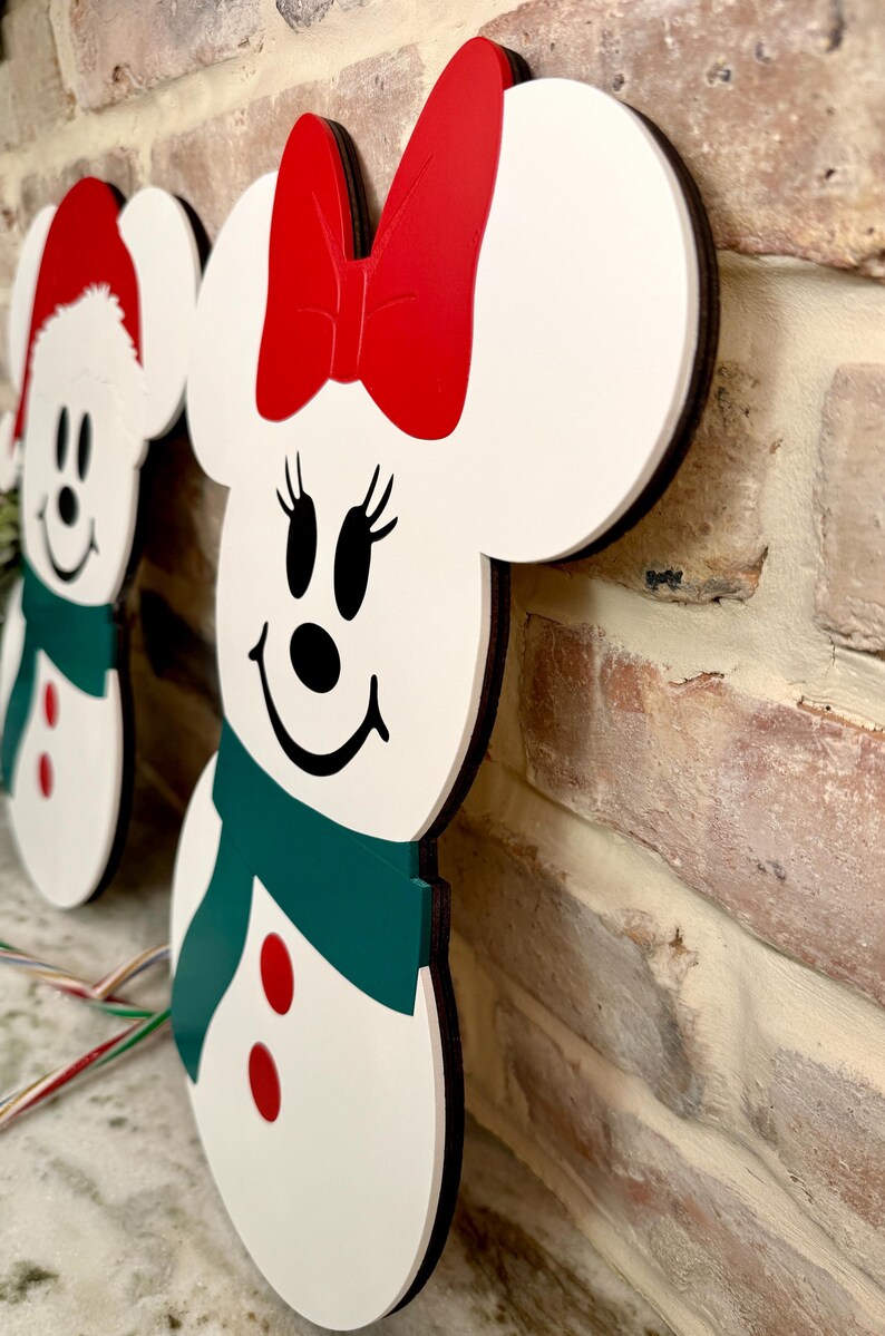 Disney Inspired Christmas Snowmen Pair, Mickey and Minnie Inspired ...