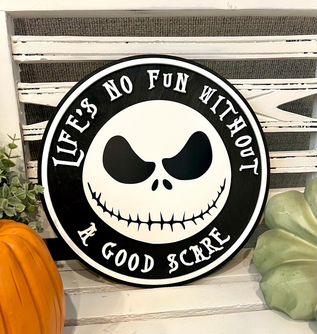 Jack Scare Wood Sign: NBC Halloween Spooky Decor - Etsy