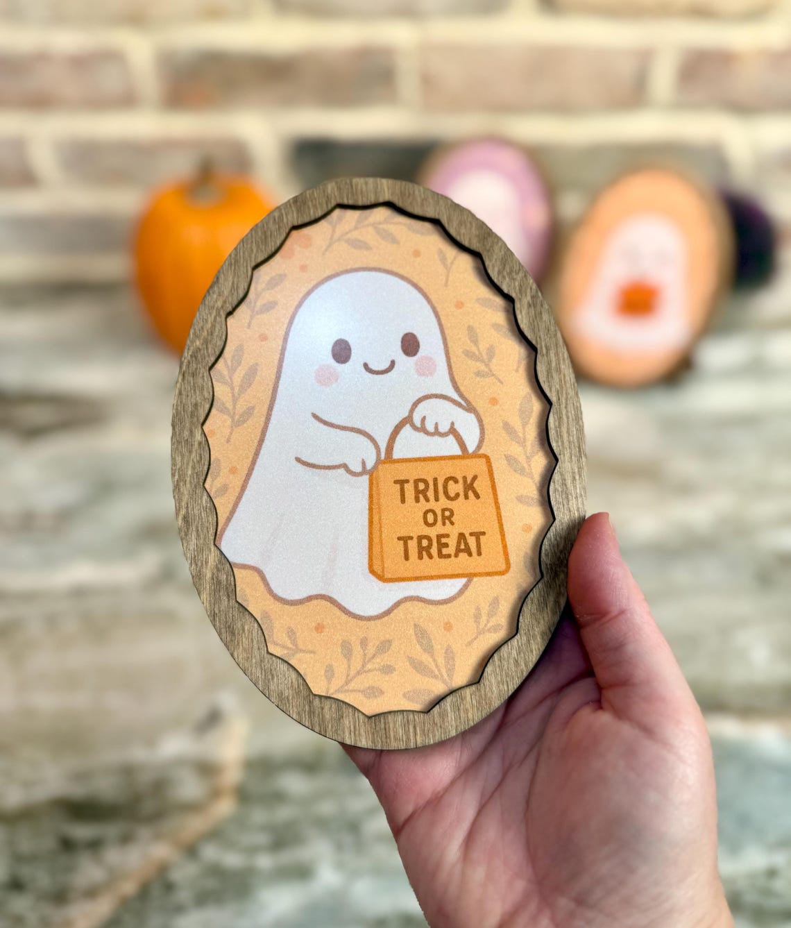 Halloween Ghost Sign: Pastel Trick or Treat Shelf Sitter - Etsy