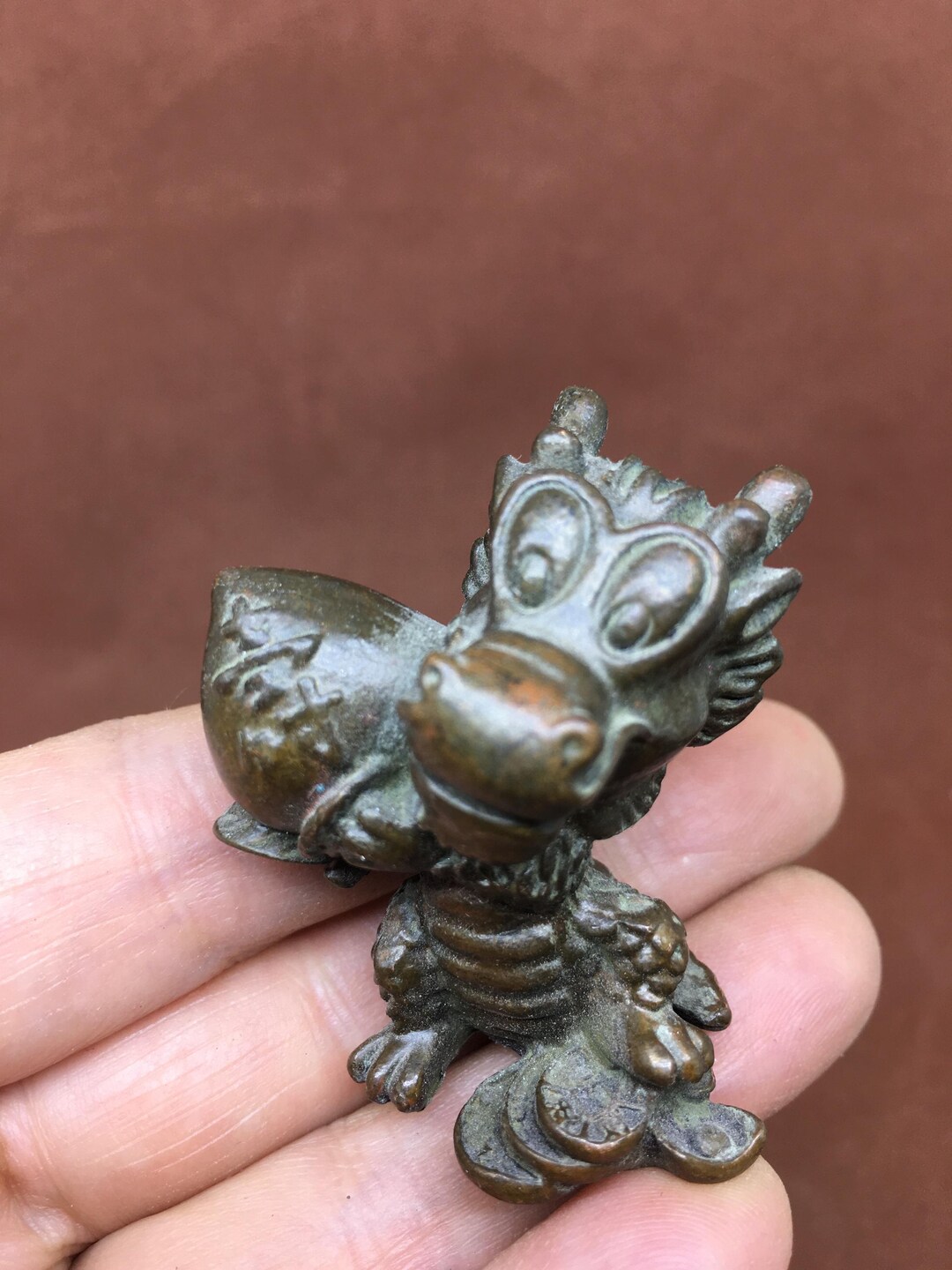 Vintage Copper Dragon Offering Peaches, Housewarming Gift, Home ...