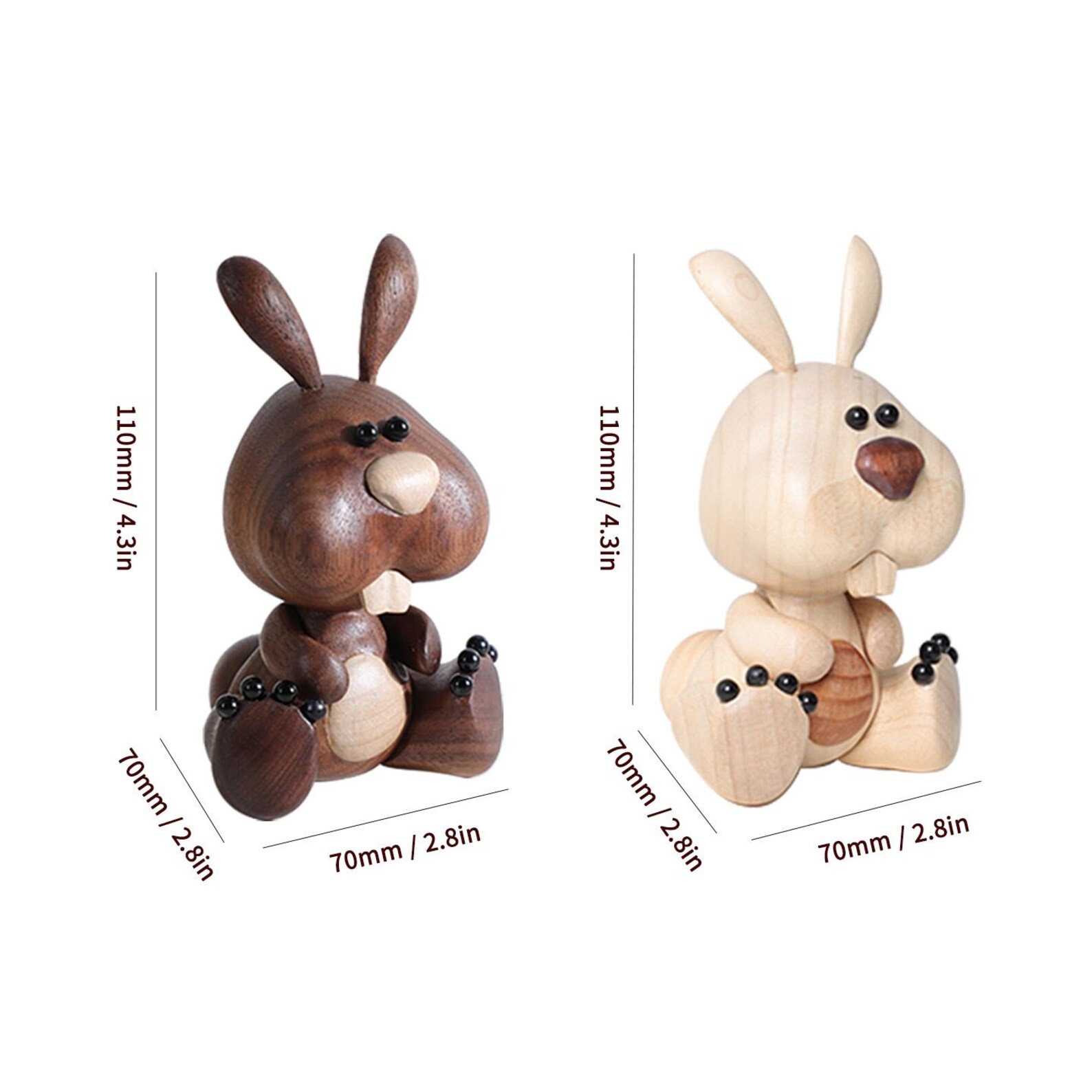 Sitting Bucktooth Bunny Figurine, Handmade in Maple or Walnut Wood ...