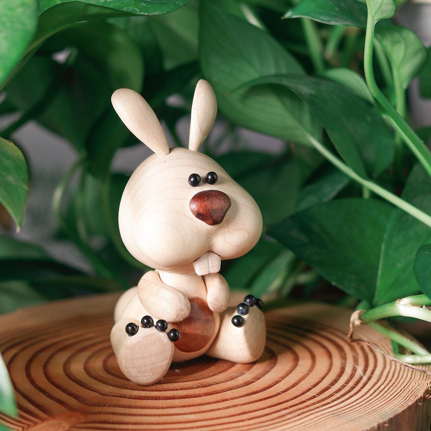 Sitting Bucktooth Bunny Figurine, Handmade in Maple or Walnut Wood ...