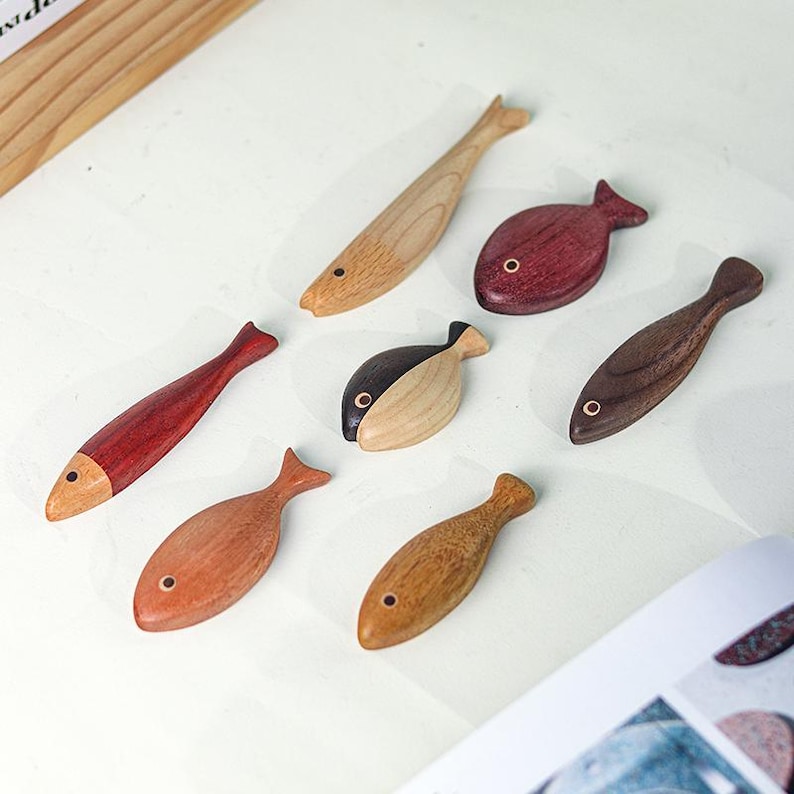 Fish Fridge Magnet, Hand Carved Wooden Animal Sculpture, Unique Fishing ...