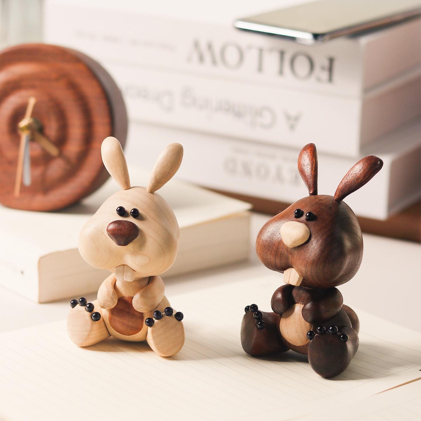 Sitting Bucktooth Bunny Figurine, Handmade in Maple or Walnut Wood ...