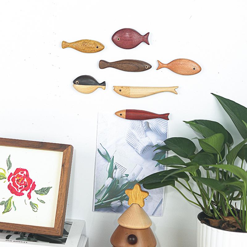 Fish Fridge Magnet, Hand Carved Wooden Animal Sculpture, Unique Fishing ...
