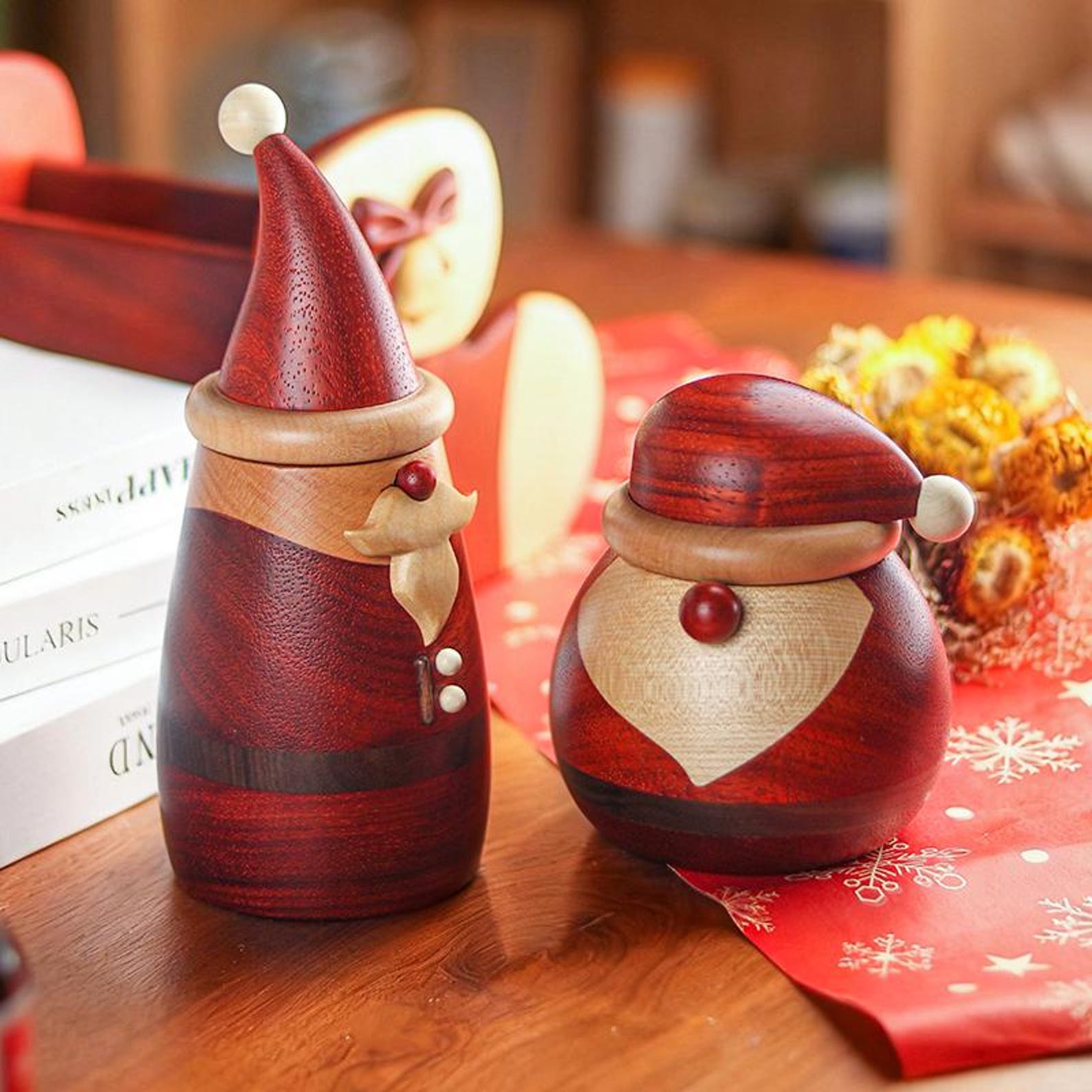 Santa Storage Box, Hand Carved Wood Christmas Storage, Desk Decor ...