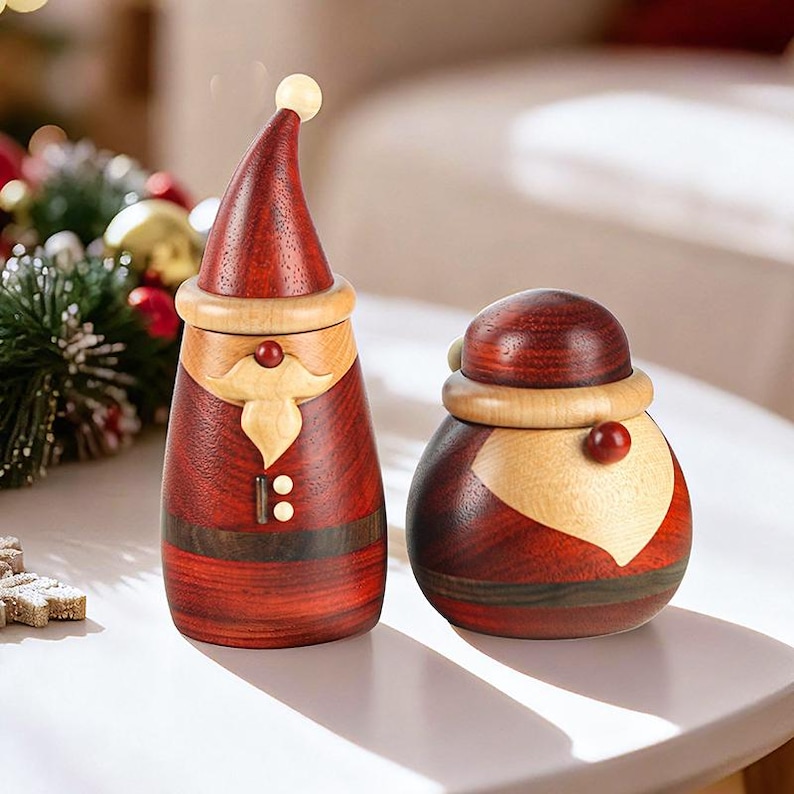 Santa Storage Box, Hand Carved Wood Christmas Storage, Desk Decor ...