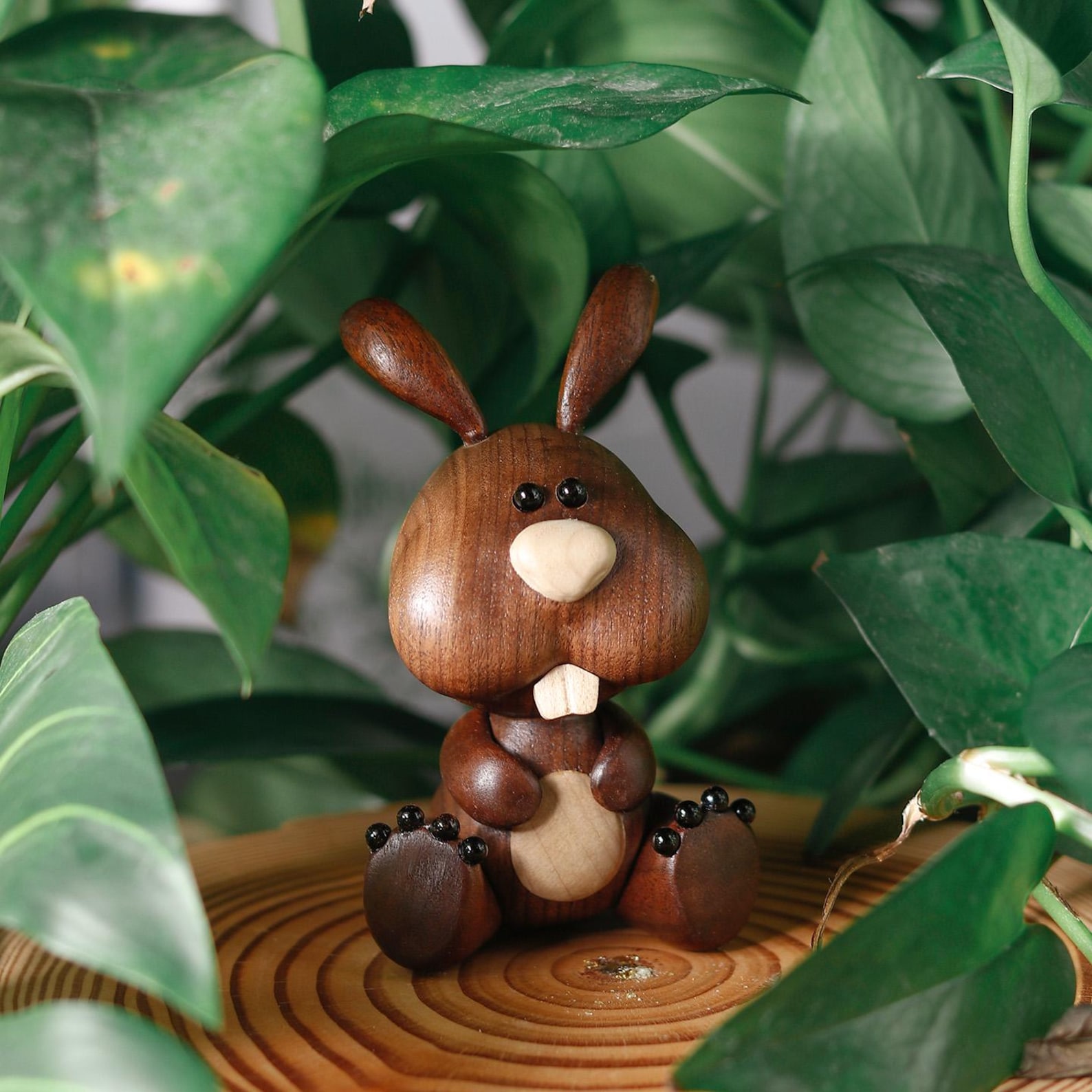 Sitting Bucktooth Bunny Figurine, Handmade in Maple or Walnut Wood ...